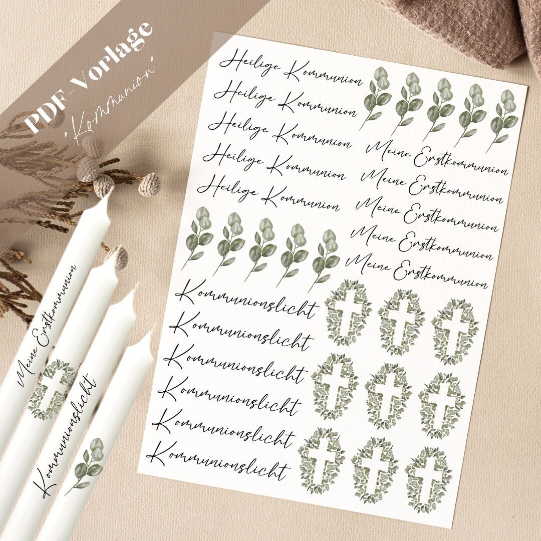 Communion PDF Template Candle Tattoo Candle Stickers Candle Design ...