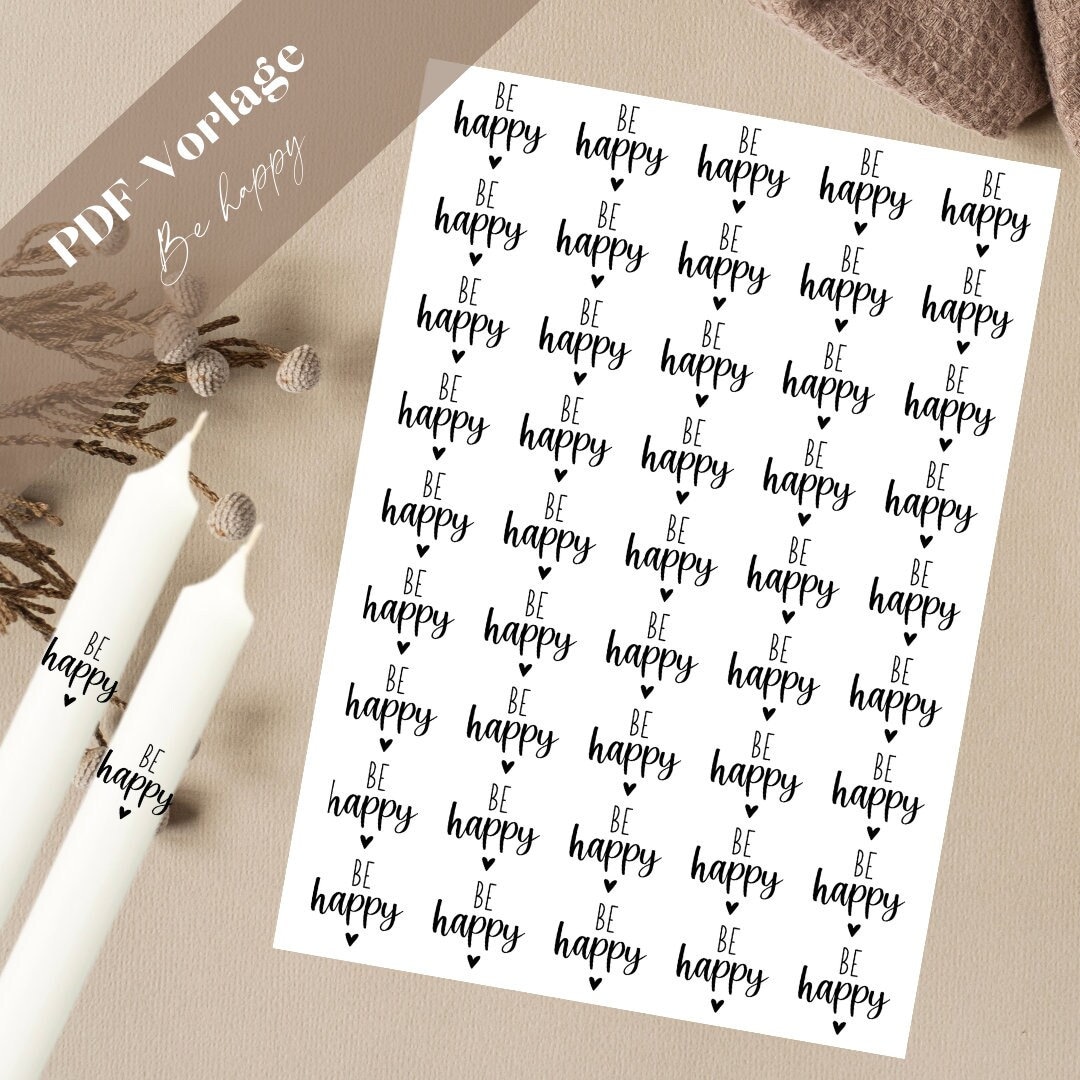 Be Happy PDF Template Candle Tattoo Candle Sticker Candles Design New ...