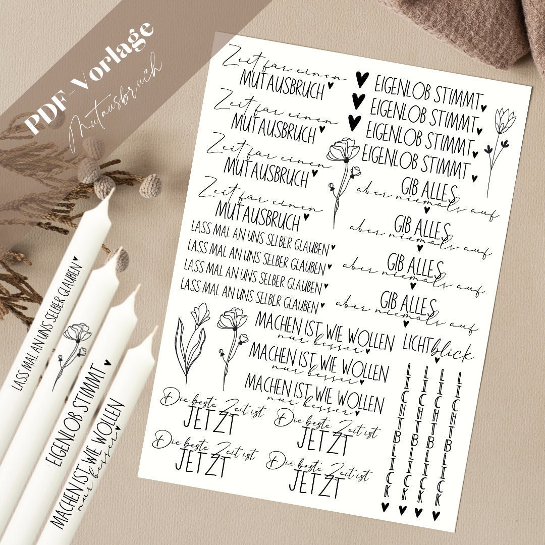Outburst of Courage PDF Template Candle Tattoo Candle Sticker Candles ...