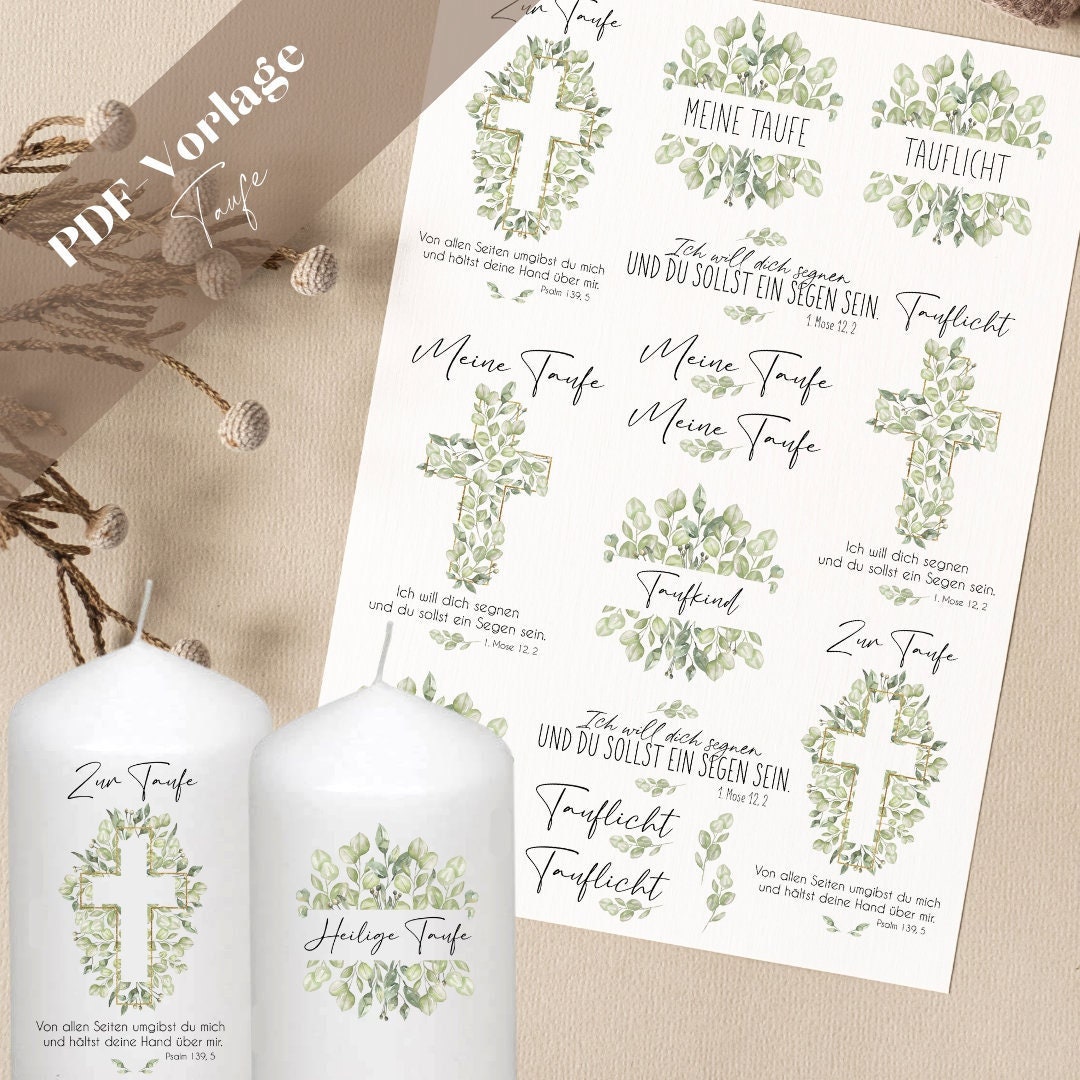 Baptism PDF Template Pillar Candle Candle Tattoo Candle Sticker Candle ...
