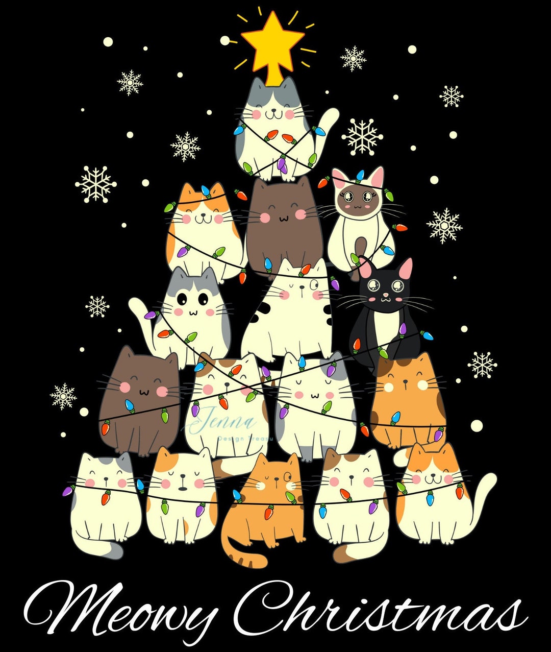 Meowy Christmas Cat PNG Digital Download - Etsy