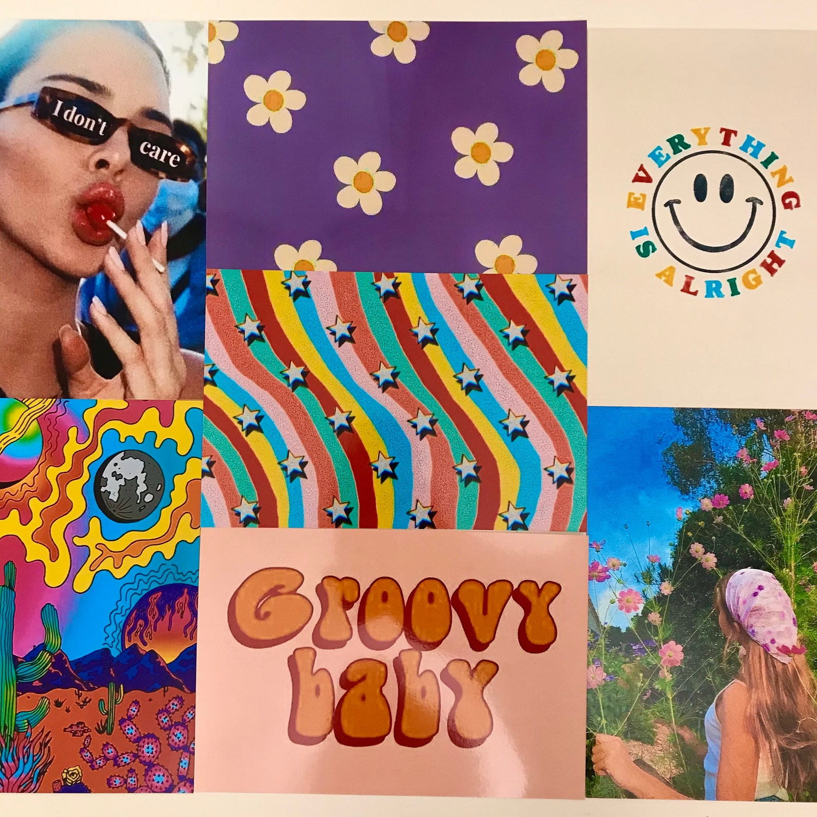 50pc Indie Aesthetic Glossy Photos Kit de collage de pared - Etsy España