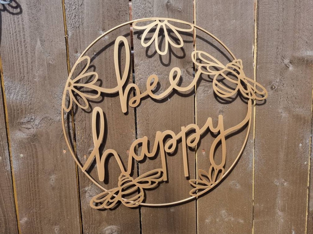 Bee Happy Metal Garden Sign, Garden Decor, Garden Sign, Summer Gifts ...
