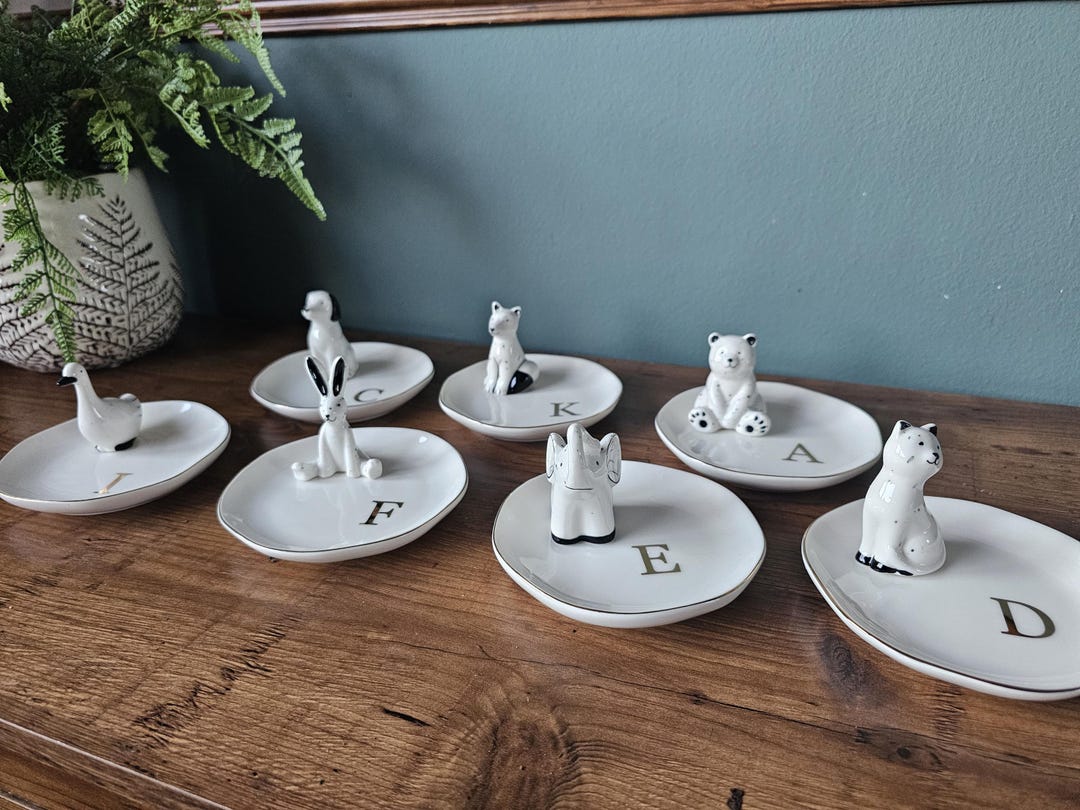 Animal Trinket Dish: Personalised Jewellery Holder With Gold Edge - Etsy UK