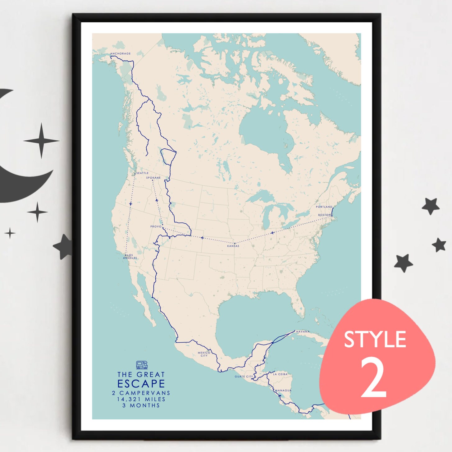 Travel Route Map - Honeymoon Trip - Custom Memory Map, Personalised ...