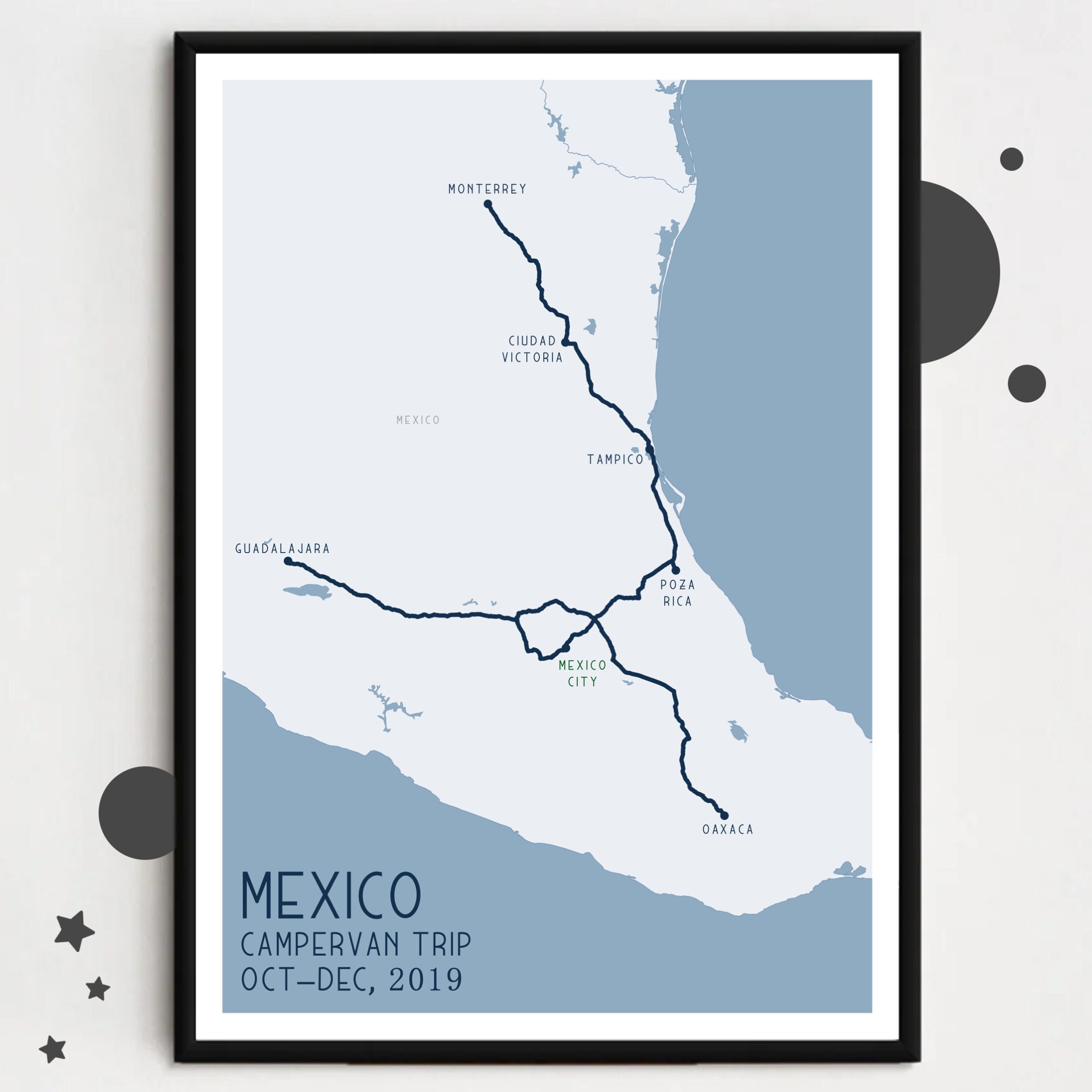 Custom Road Trip Map Travel Route Map Personalize Memory | Etsy