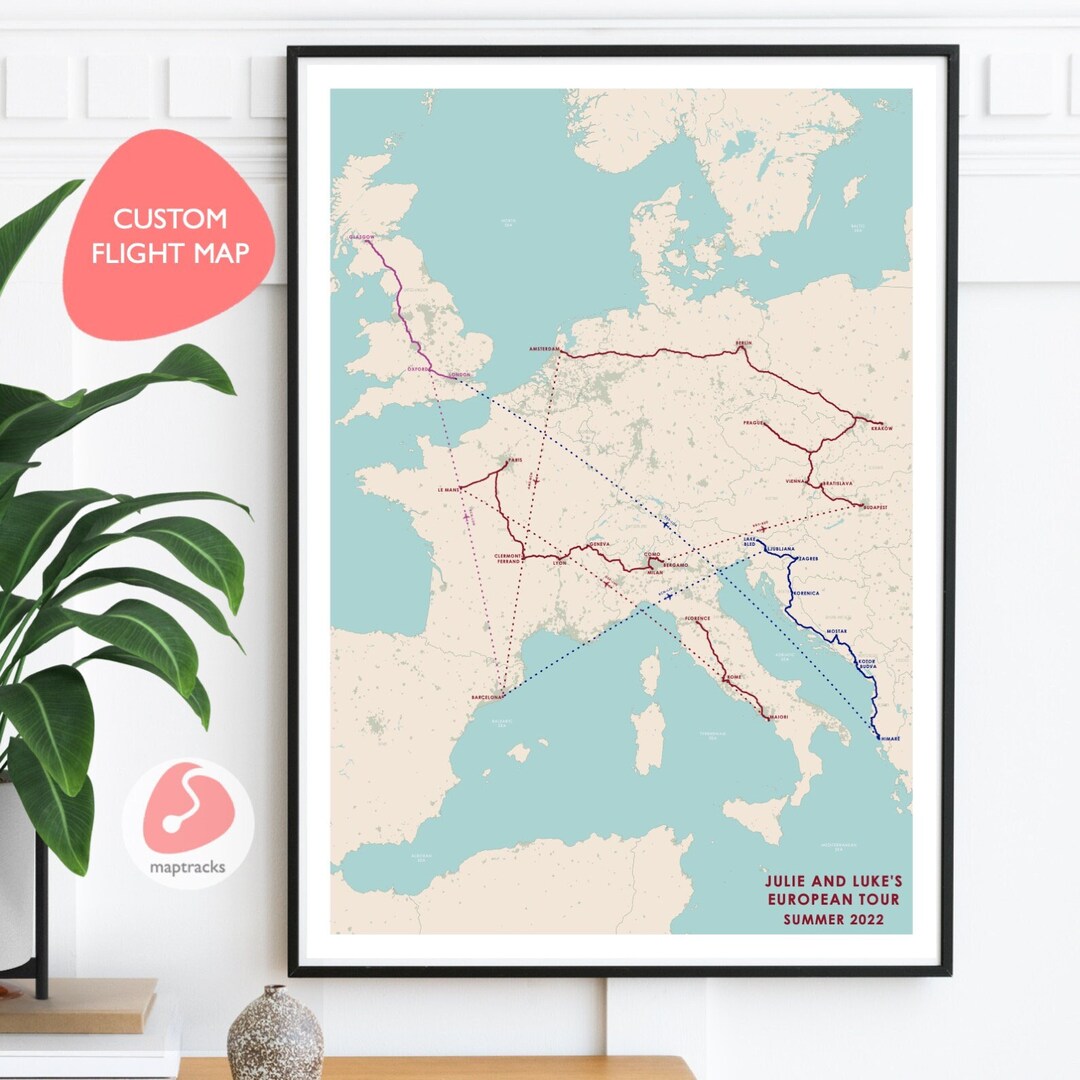 Map Adventure - Personalized Travel Route - Custom Memory Map ...