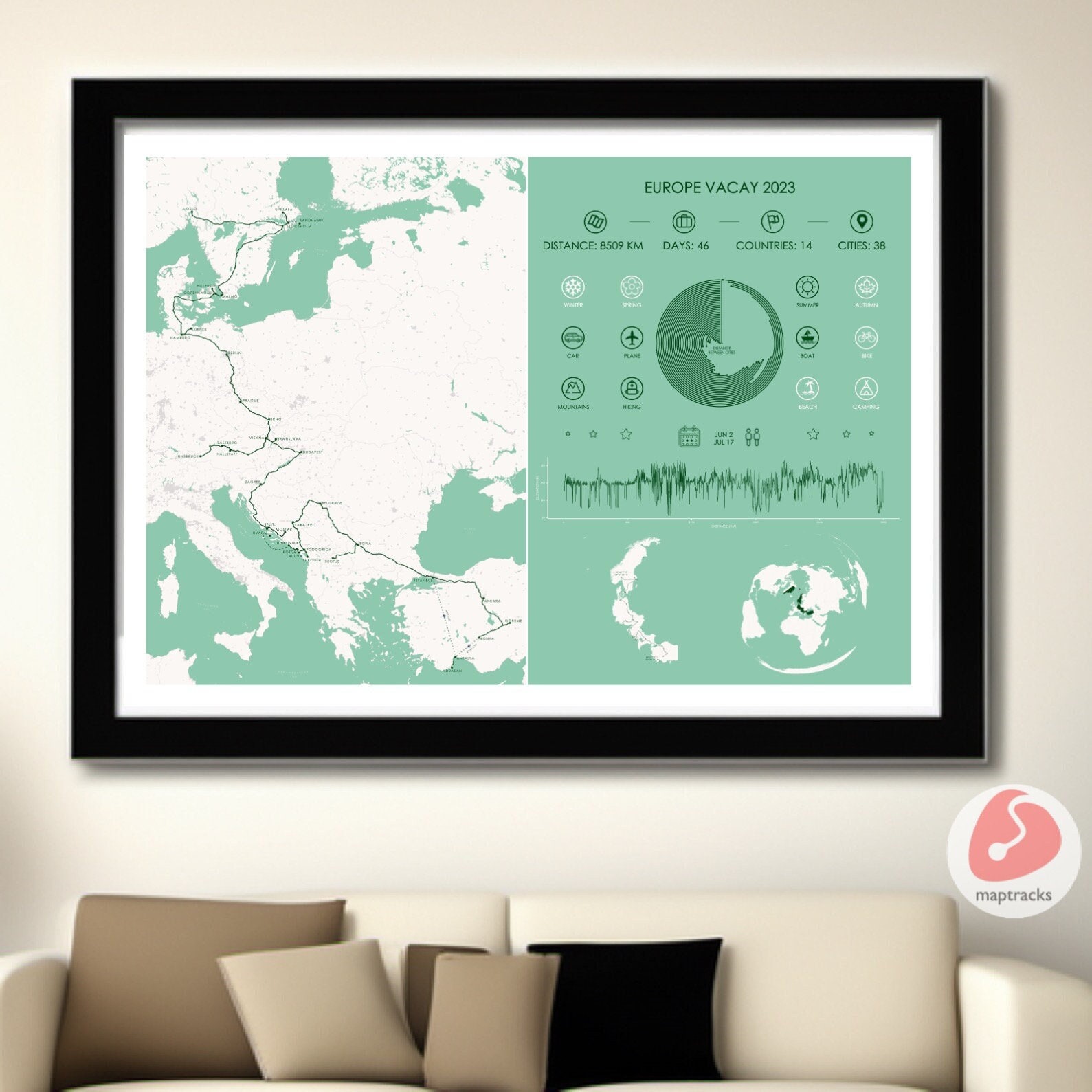 Mapa de viaje infográfico personalizado Ruta de conducción ...