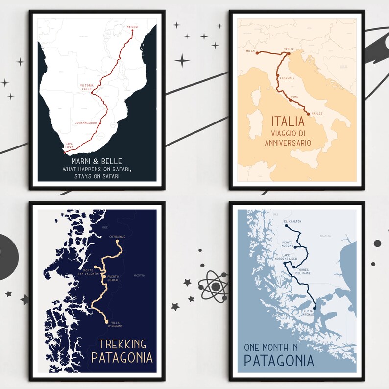 Custom Road Trip Map Travel Route Map Personalize Memory - Etsy Australia