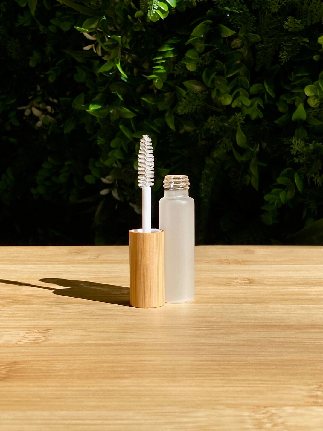 Empty Frosted Glass Mascara Tube - 8ml Bottle Spoolie Wand Bamboo ...