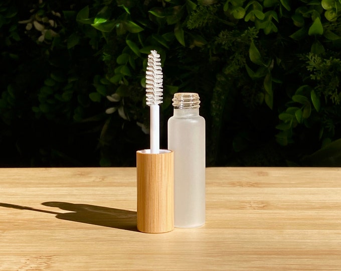 Empty Frosted Glass Mascara Tube - 8ml Bottle Spoolie Wand Bamboo ...