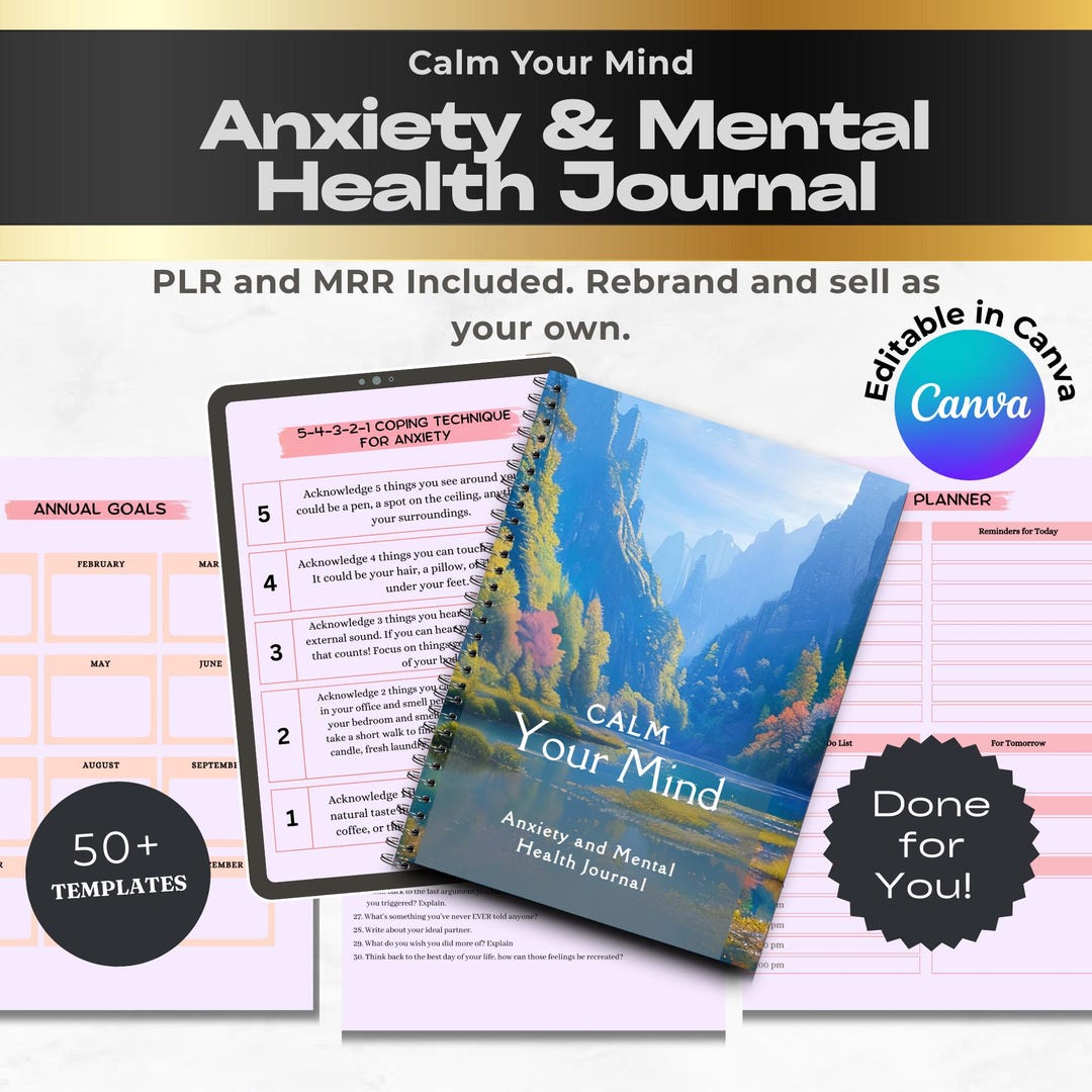 Editable Anxiety Journal Canva Template, Calm Your Mind Mental Health ...