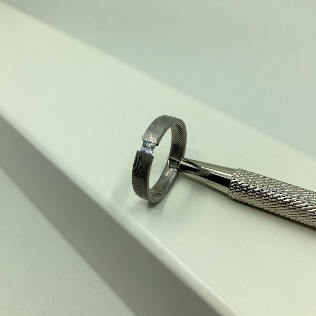 Unique 4 Mm Handcrafted Stainless Damascus Steel Tension Ring With ...