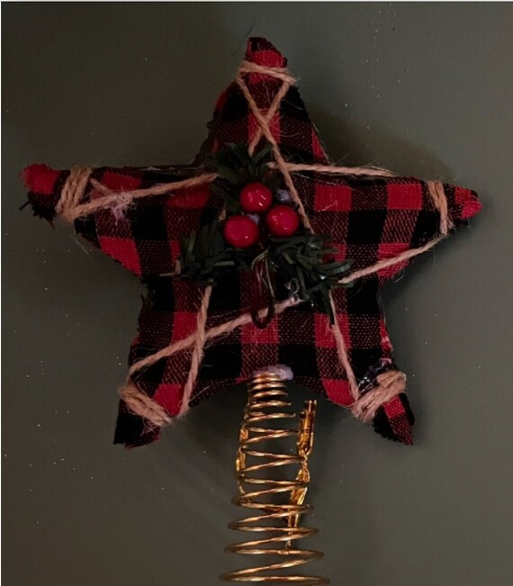 Home & Living Ornaments Buffalo Plaid Star Topper etna.com.pe