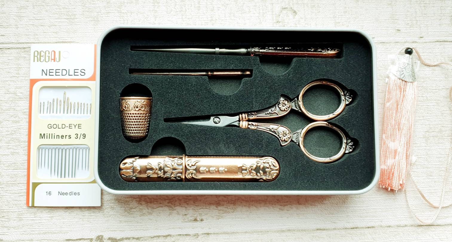 7 Pieces Set Sewing Kit Supply Box Retro Style Sewing Set - Etsy