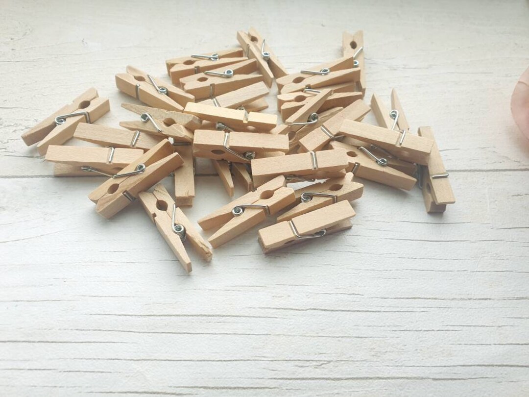 25 Mini Wooden Clips Spring Clips for Sewing Embroidery Craft Supplies ...