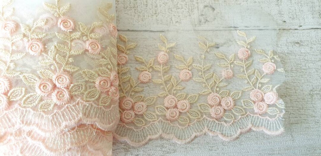 1 Yard Stunning Quality Lace Trim With Rose Embroidered Edge , 11 Cm ...