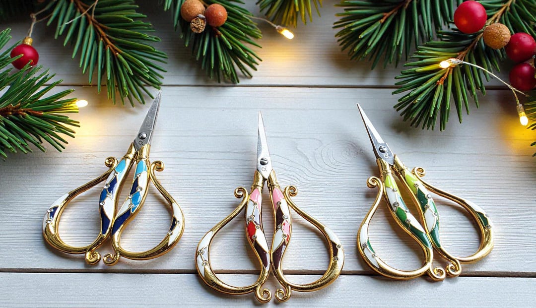 Vintage-style Enamel Sewing Scissors – Stainless Steel Rustic ...
