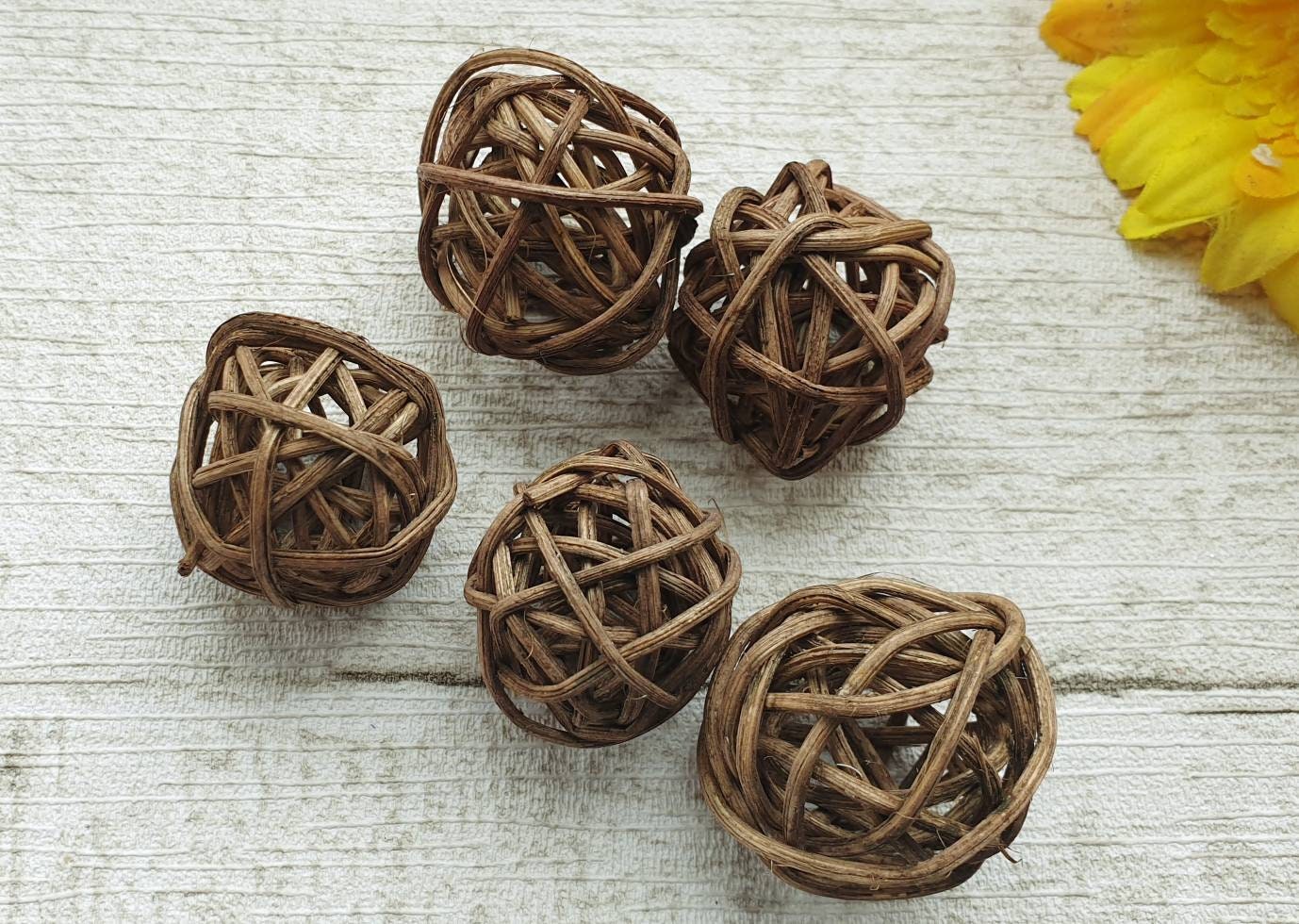 5 Pieces Rattan Wicker Balls Brown Color for Home Wedding - Etsy