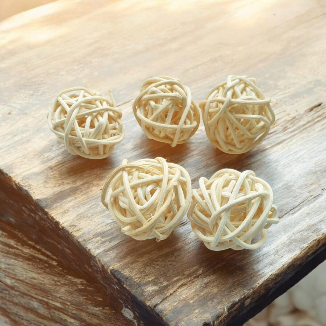 5 Pieces Rattan Wicker Balls - Natural Color for Home Wedding Party ...