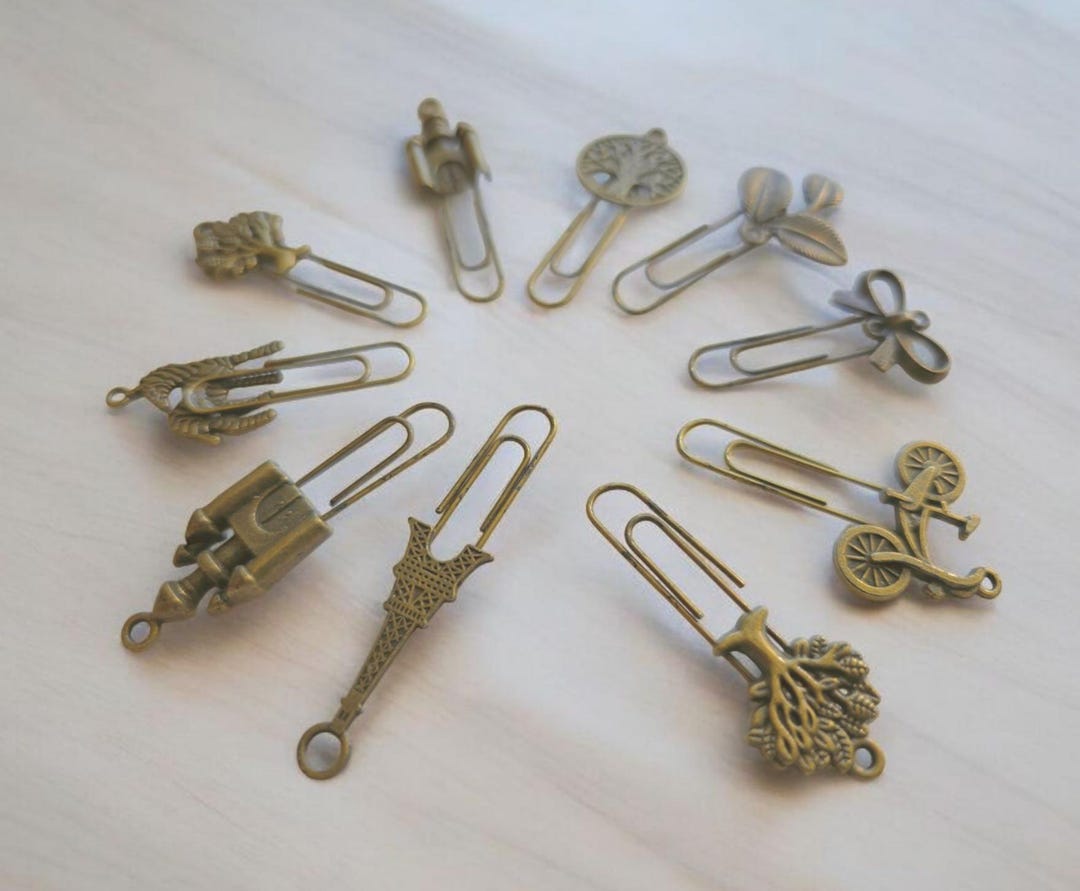 10 Piece Vintage Key Metal Bookmarks - Cute Paper Clip Bookmarks for ...