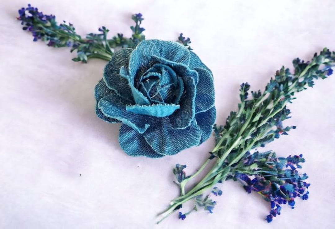 10 Denim Fabric Flower for Crafts- 7.5 Cm - Denim Flowers Bouquet ...