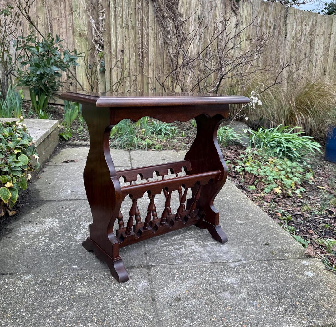 Classic 1980s Vintage Magazine Rack and End Table - Vintage Basket ...