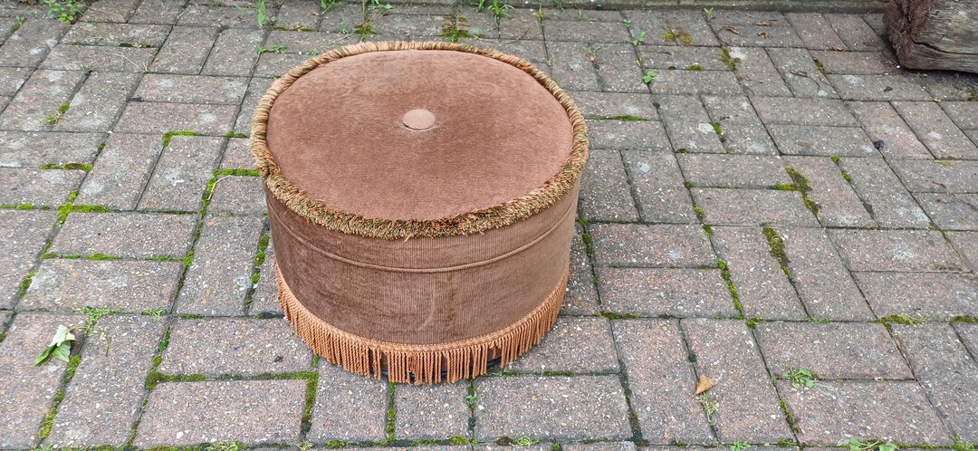 Classic 70s 9r 80s Brown Dralon Velvet Pouffe Cushion Stool Sherbourne ...