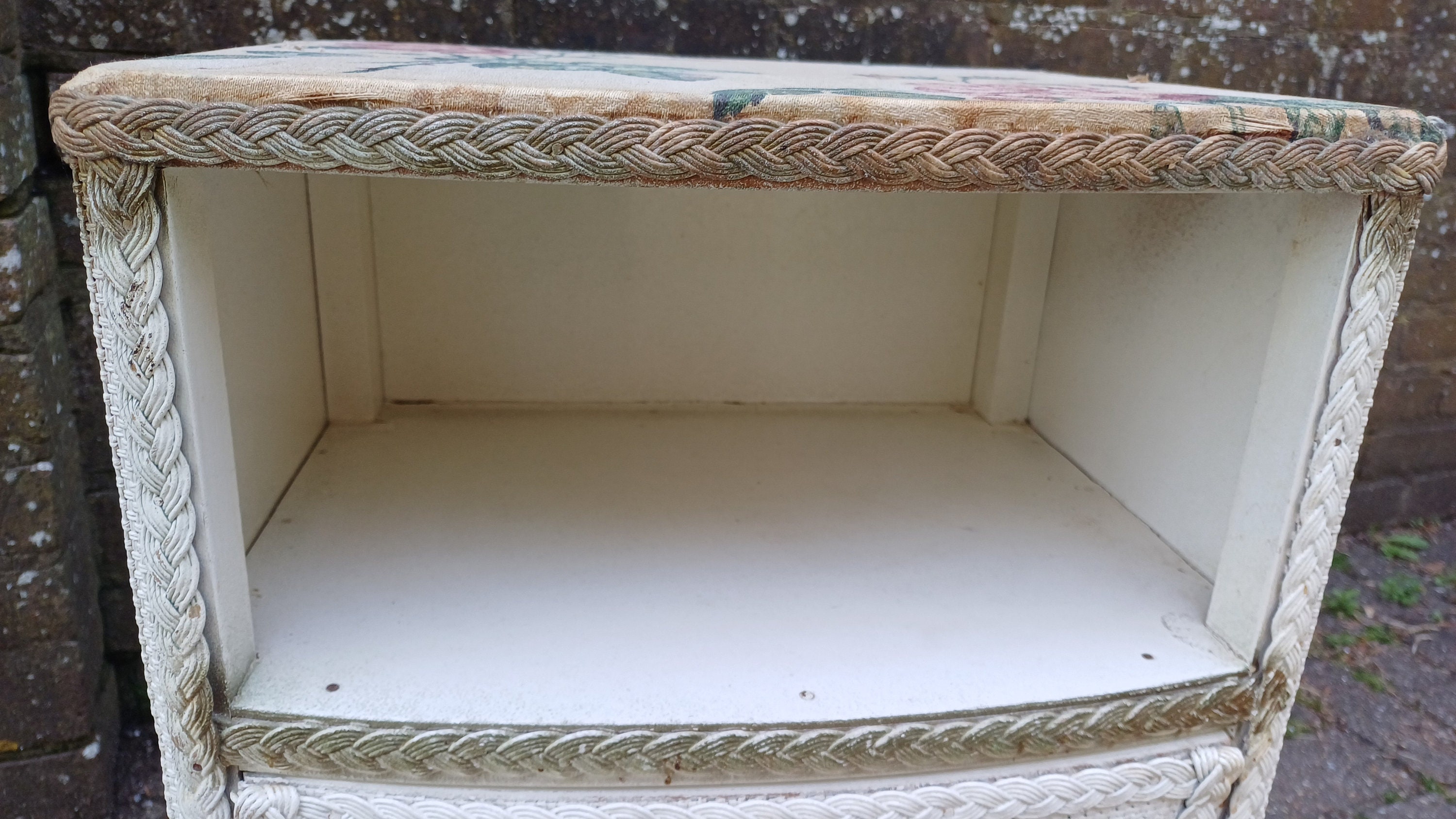 Vintage Painted Lloyd Loom Style Linen Bedside Cupboard - Etsy UK