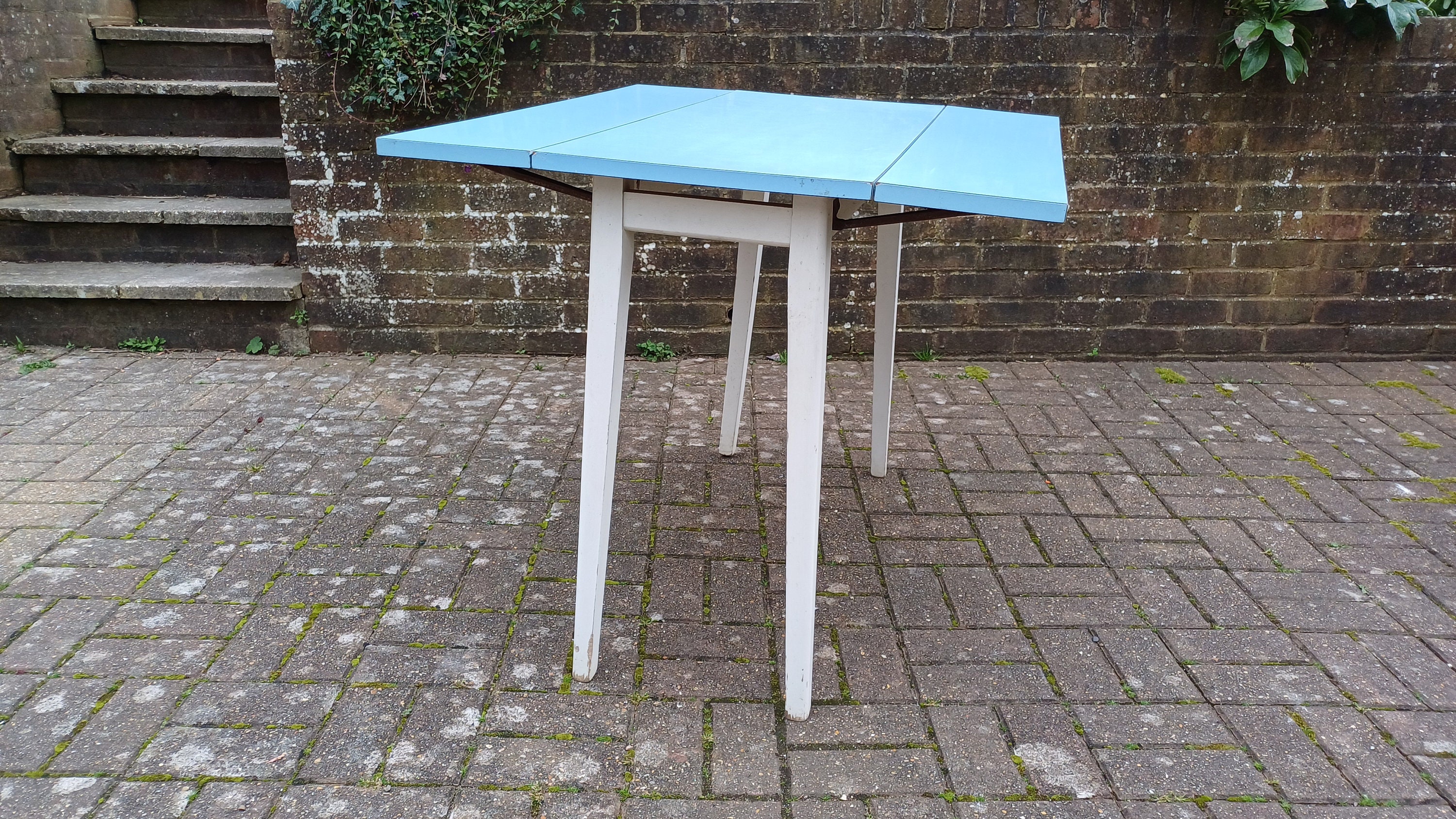 Vintage Retro Painted White and Blue Formica Drop Leaf Table. Free Hand Delivery. Etsy UK