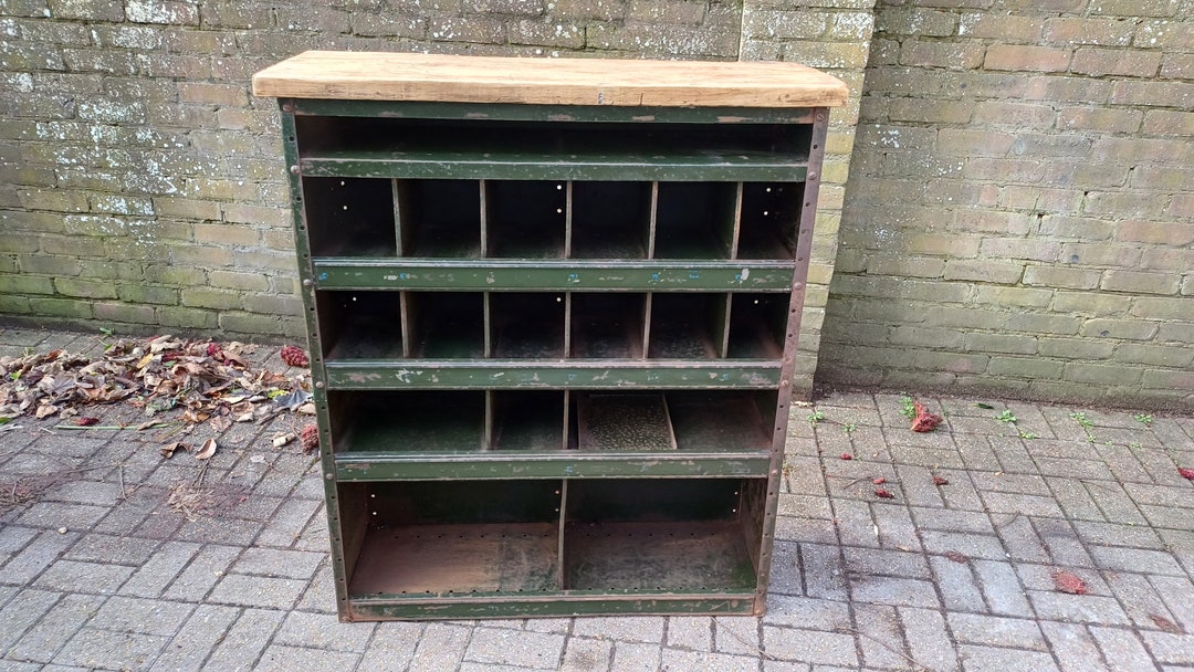Vintage Industrial Painted Cubby Holes Shelves Storage Artisan - Etsy
