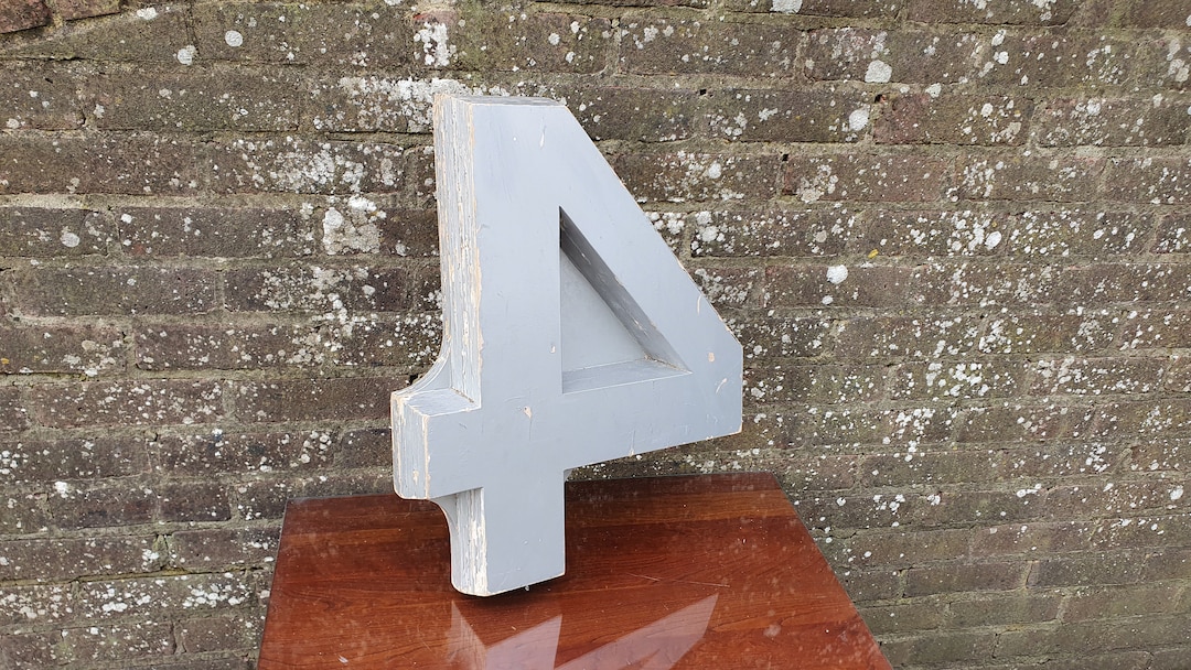 Superb Hand-made Number 4 Backward Thick Wood Painted Grey. - Etsy