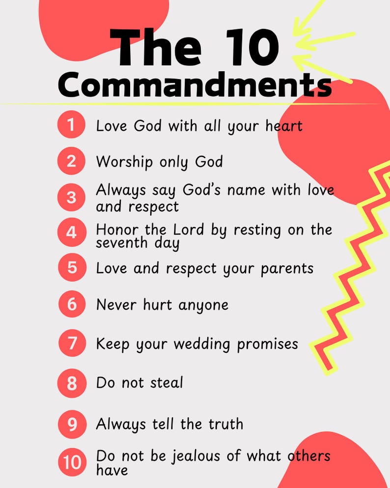 10 Commandments Poster: Kid's Ministry Decor (digital Download) - Etsy