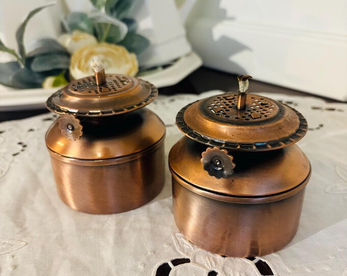 Pair of Copper Tone Metal Oil Lamp Base With Candle Wick - Etsy