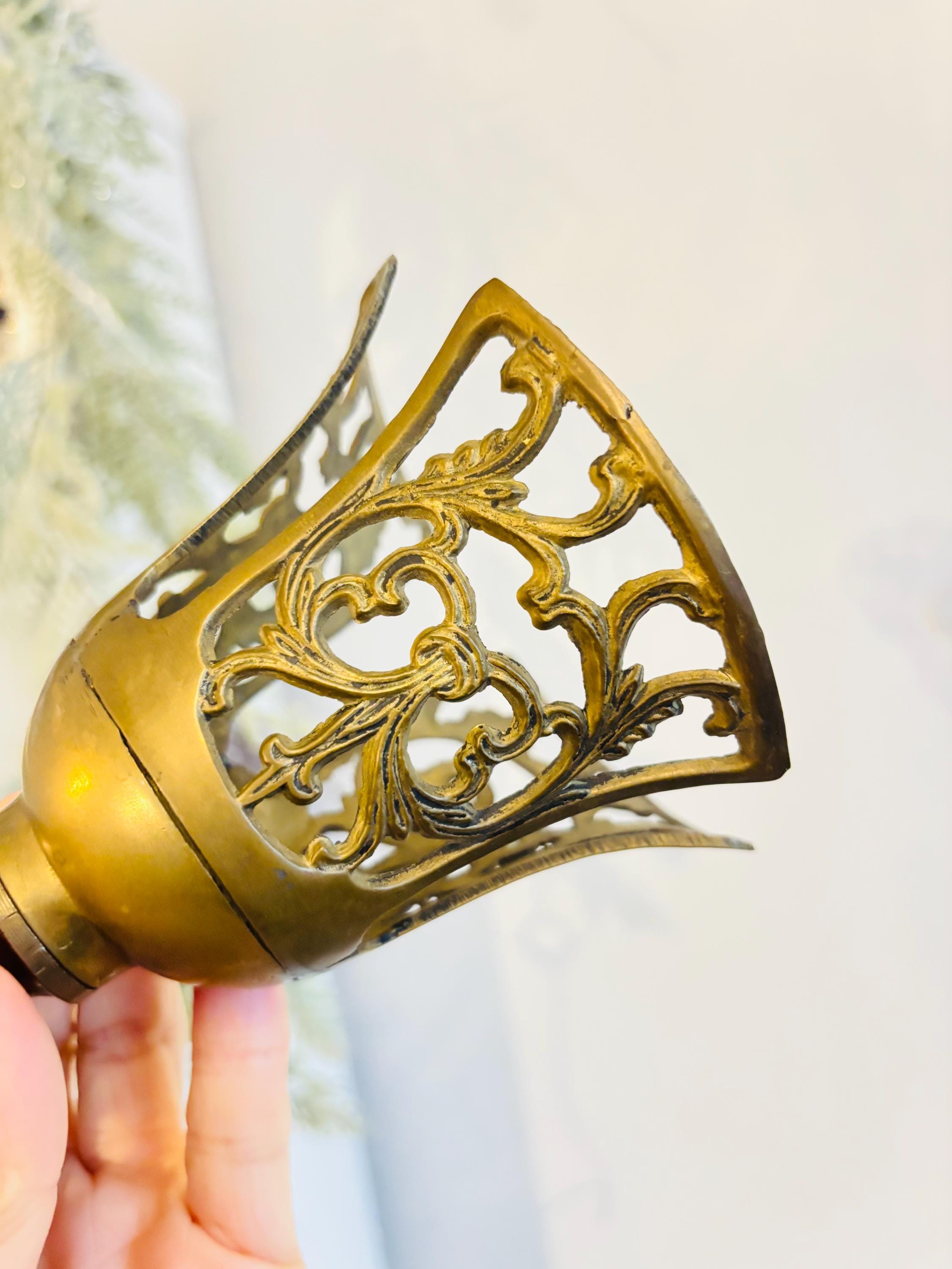 Vintage Pair of Filigree Cherub Lattice Design Brass Candleholder - Etsy