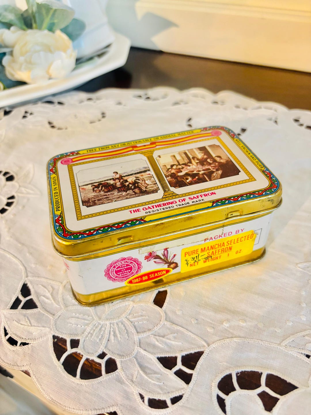 Vintage 1980s Saffron Tin Made in Spain 'the Gathering of Saffron Brand ...