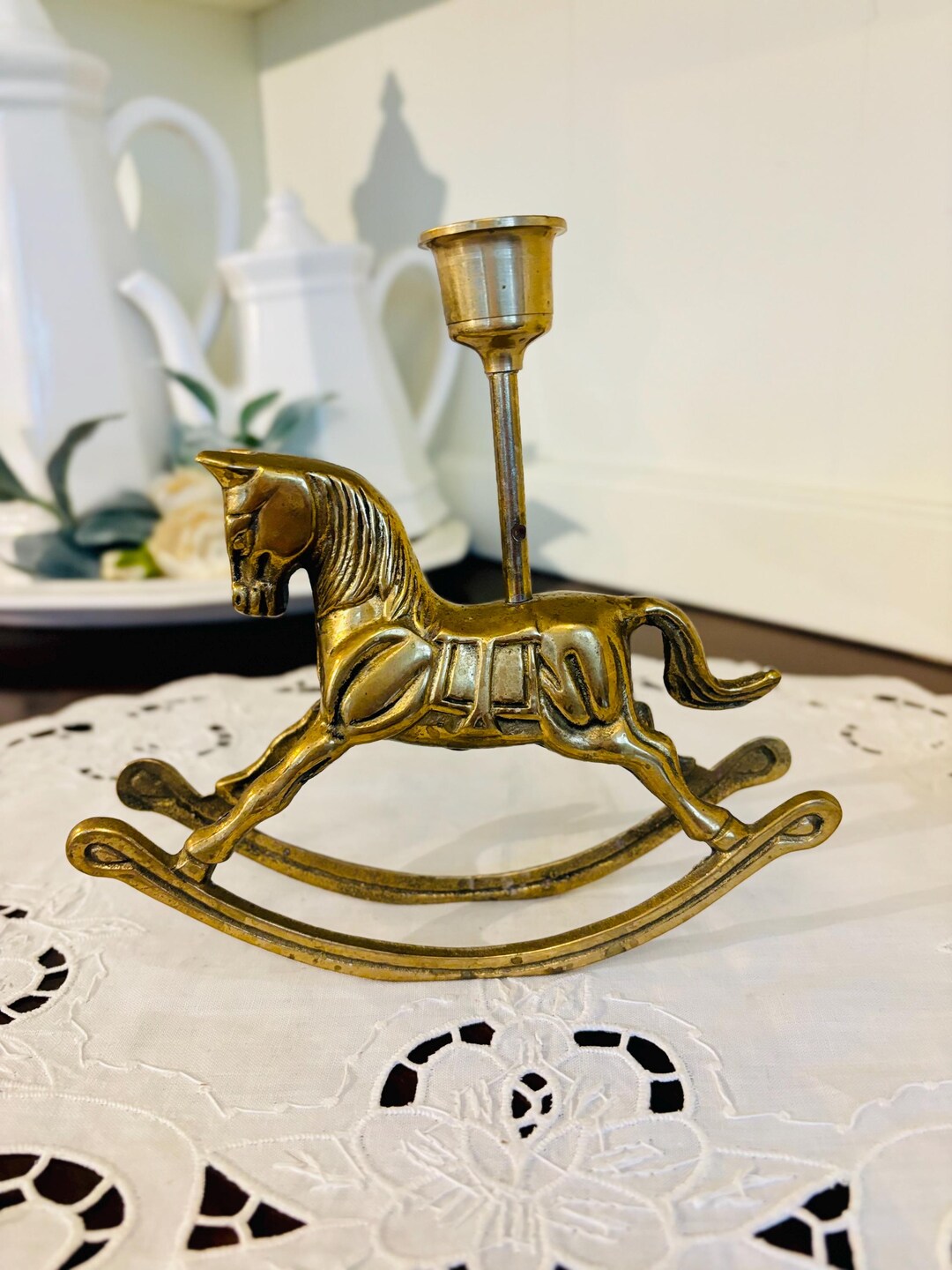 Vintage Solid Brass Rocking Horse Candle Holder. 6.5 Long - Etsy