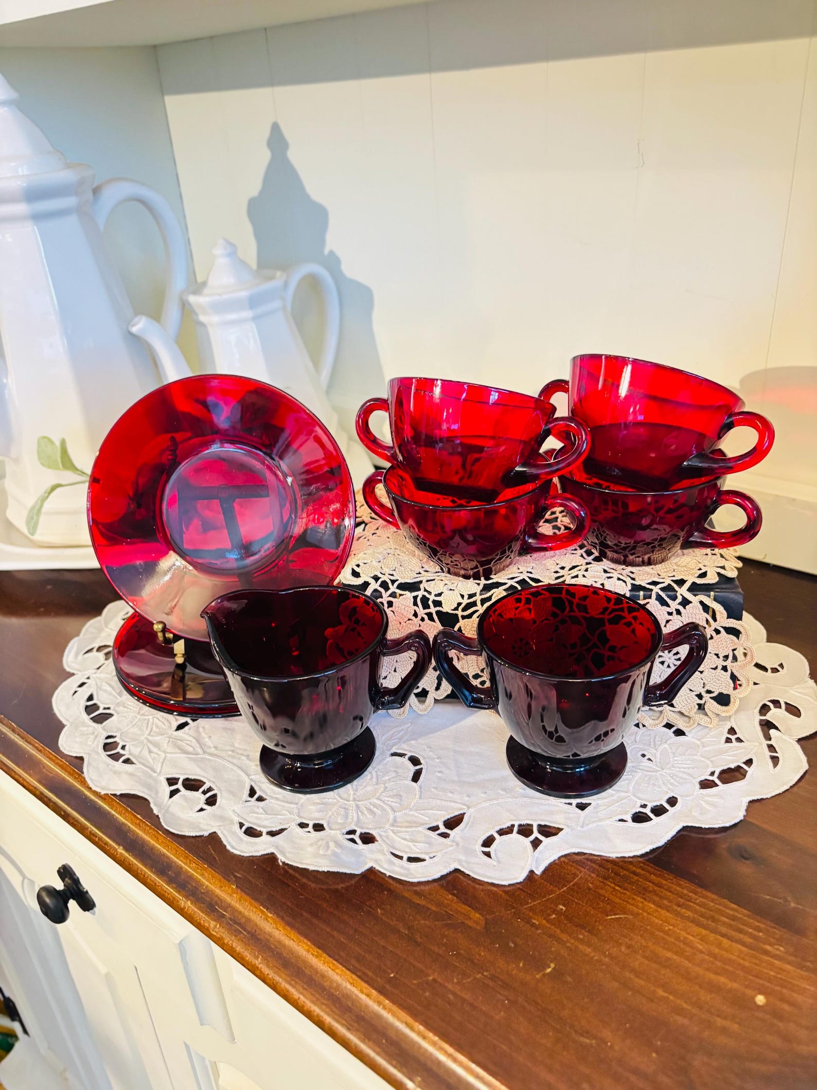 Vintage Anchor Hocking Ruby Red Glass Bread Plate 6” Salad Plate 8 ...