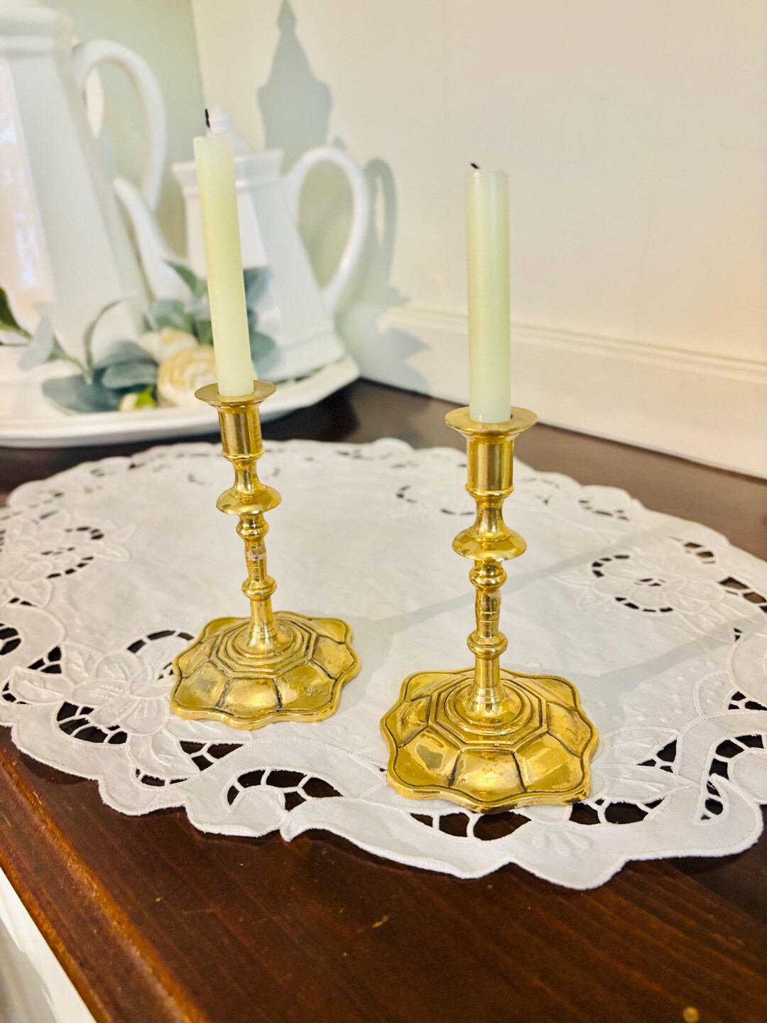 Pair of Mini Brass Candleholder Candlesticks With Turtle Shell Base - Etsy