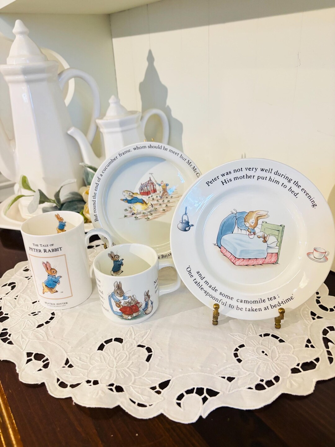 Wedgwood Beatrix Potter Peter Rabbit 4 Piece Children's Dinnerware Set ...