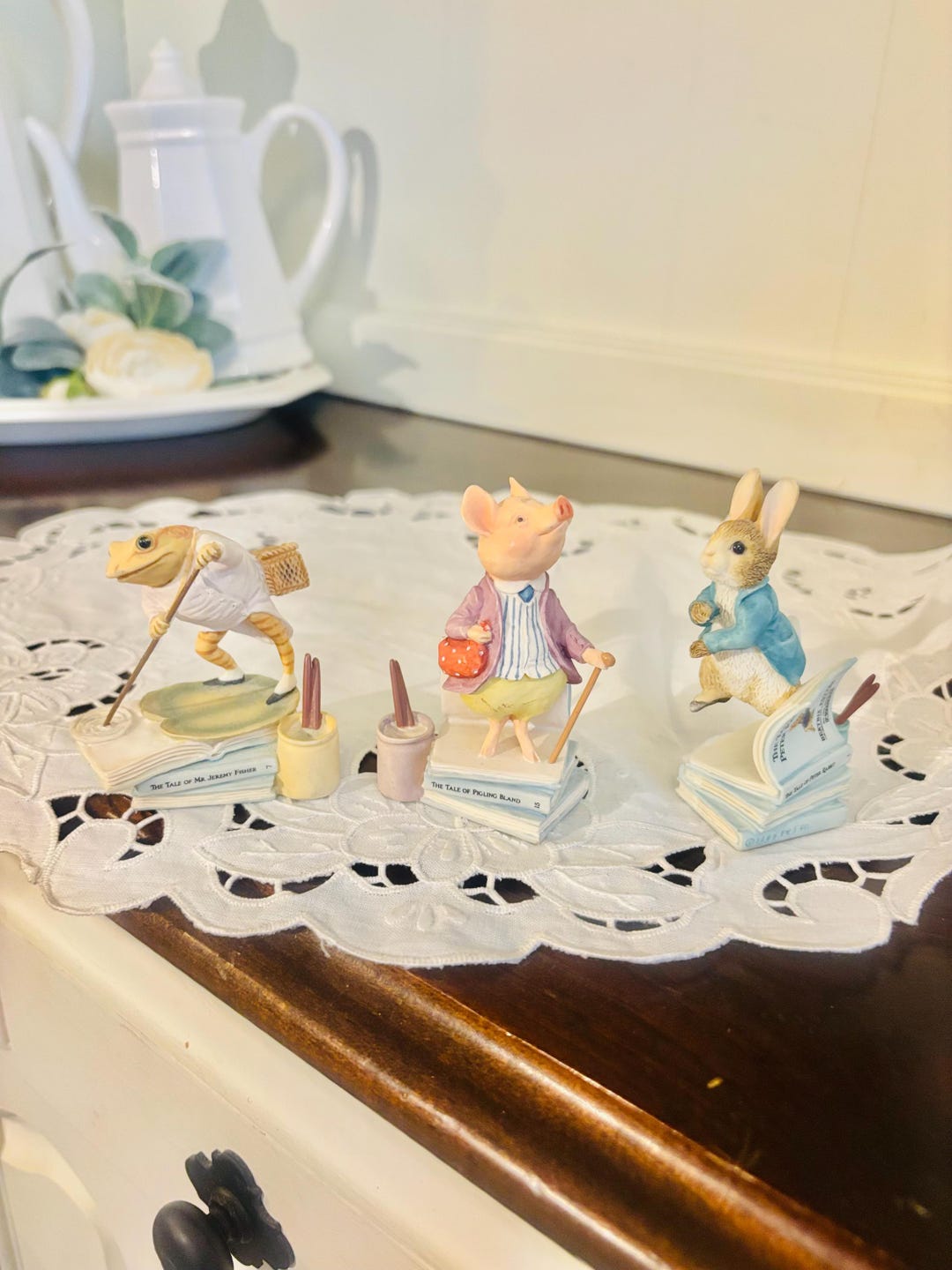 Beatrix Potter MINI Figurine Jeremy Fisher Frog Pigling Bland Pig Peter ...