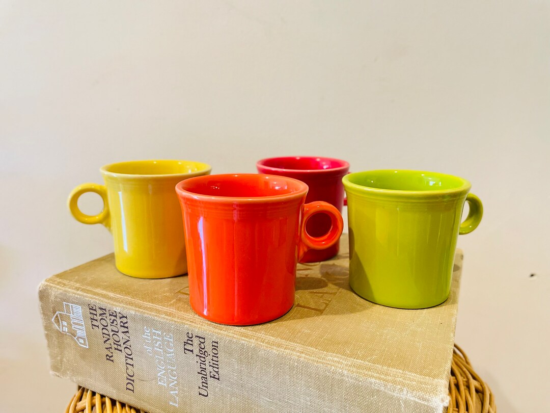 Set of 4 Fiestaware Tom and Jerry Coffe Mugs With Ring Handle Yellow ...