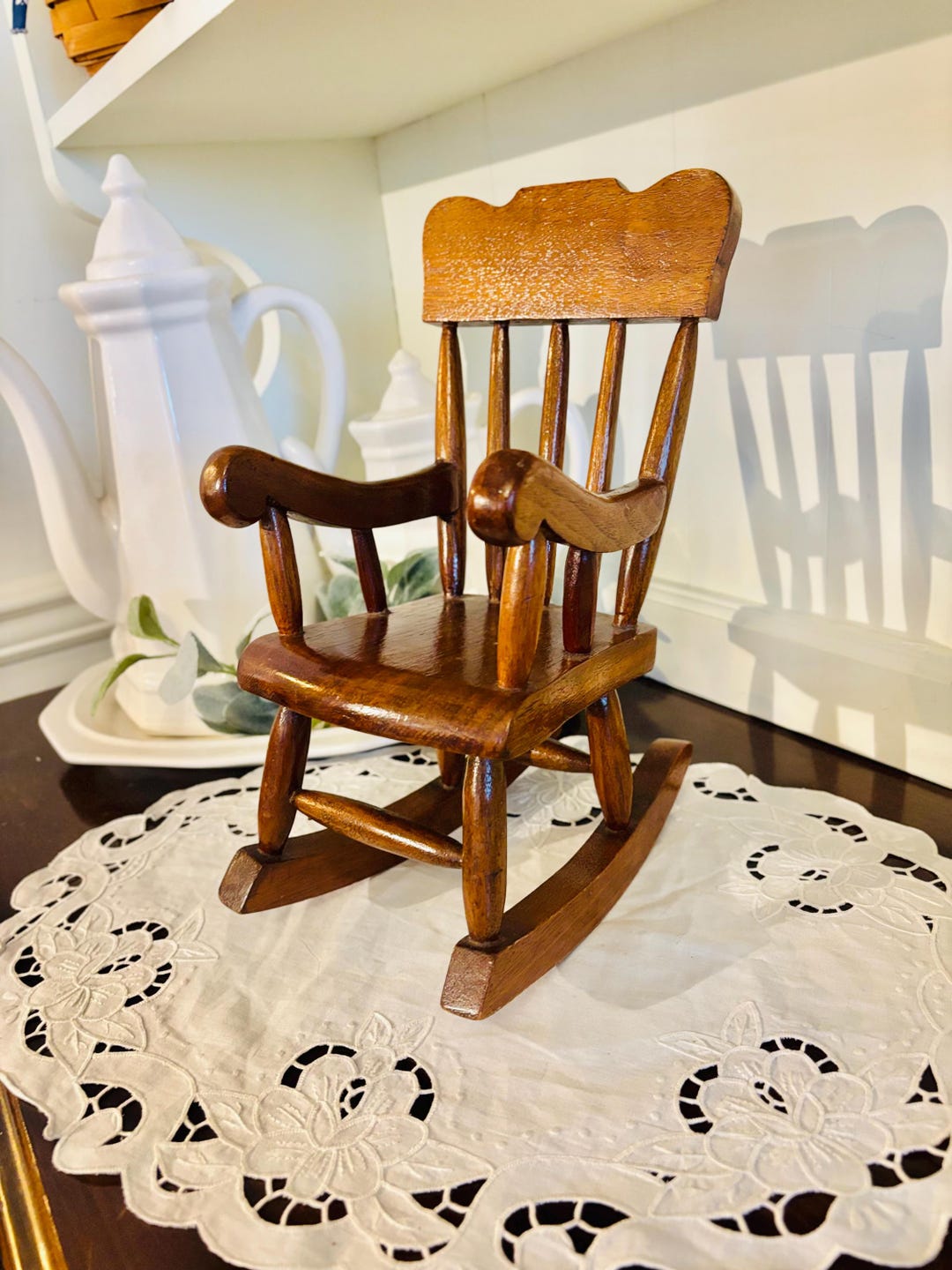 Vintage Wooden Doll Size Rocking Chair With Spindle Back 11.5 - Etsy