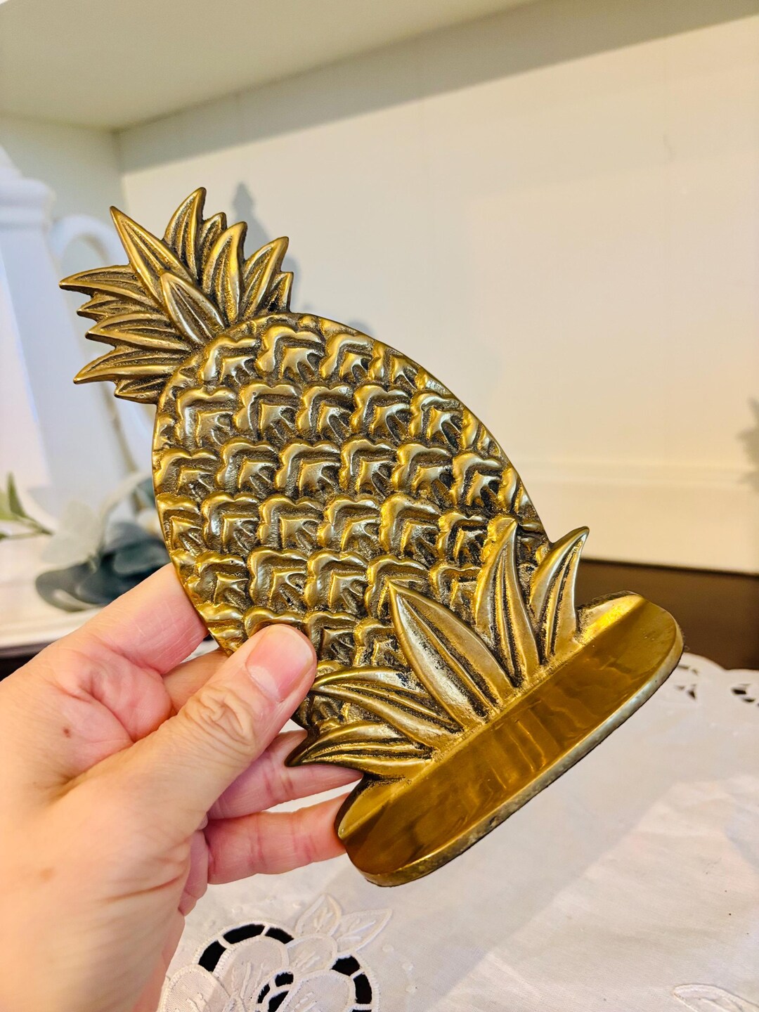 Vintage Pineapple Solid Brass Bookend ONENOT PAIR - Etsy