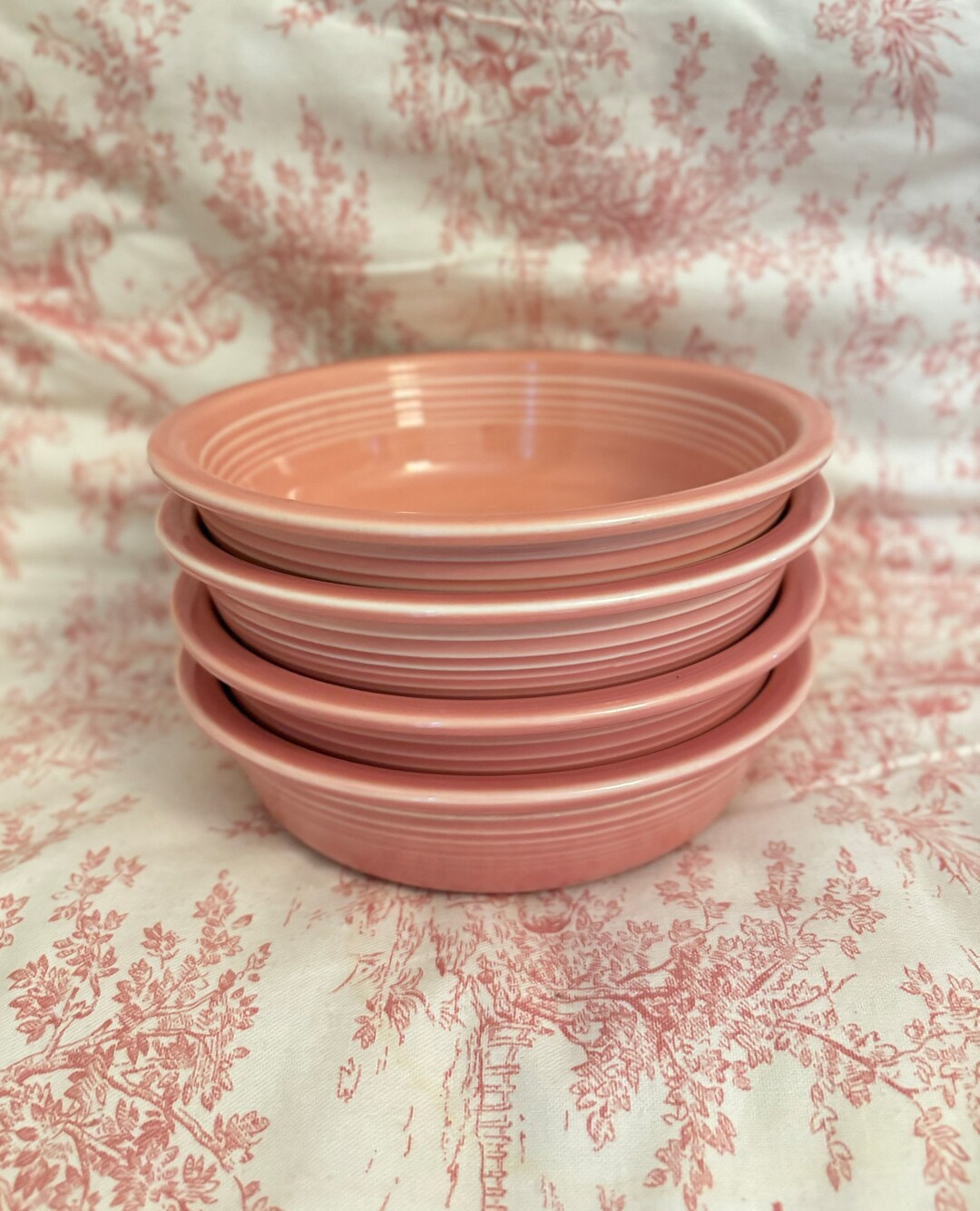 Set of 4 Vintage Fiestaware Cereal Bowls Set HLC Homer Laughlin Pink ...