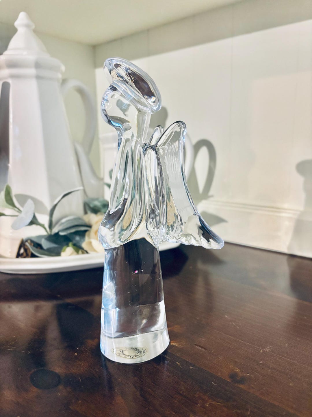 Toscany Ice Glass Angel Statue Figurine Over 24% Crystal HEAVY 9" Tall ...