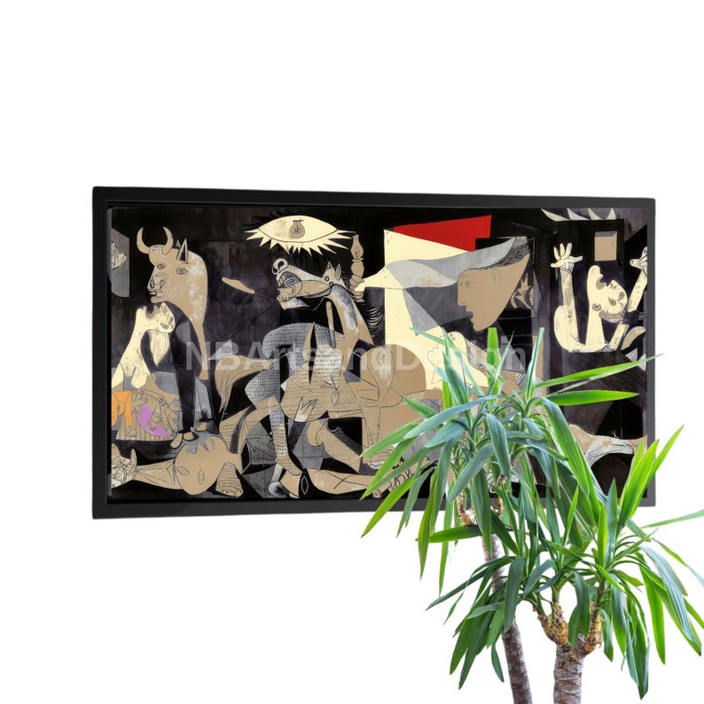 Colored Guernica by Pablo Picasso | Floating Framed Canvas | 300 PPI ...