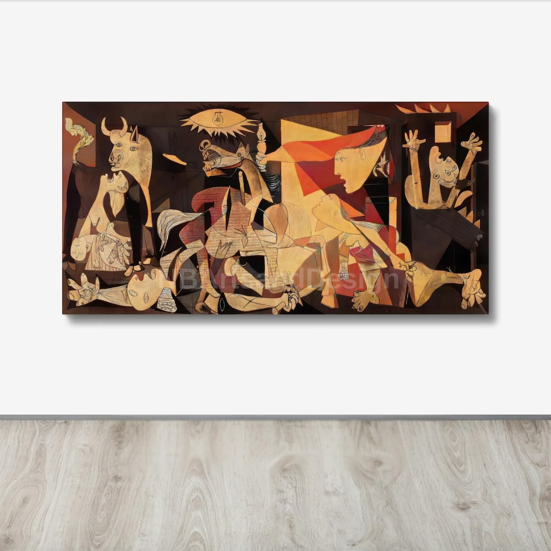 Colored Guernica by Pablo Picasso | Stretched Canvas | 300 PPI High ...