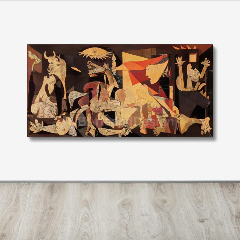 Colored Guernica by Pablo Picasso | Stretched Canvas | 300 PPI High Resolution | Museum Quality ...