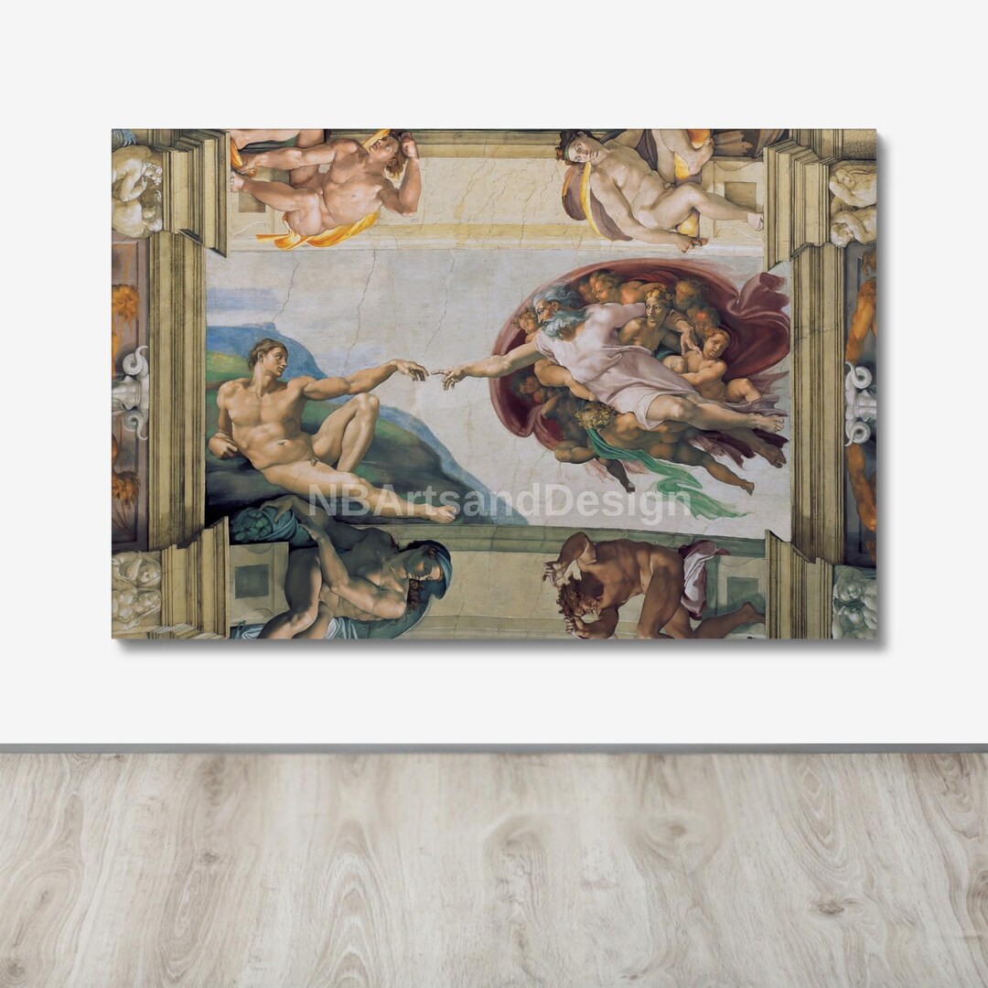The Creation of Adam by Michelangelo | Stretched Canvas | 300 PPI High ...